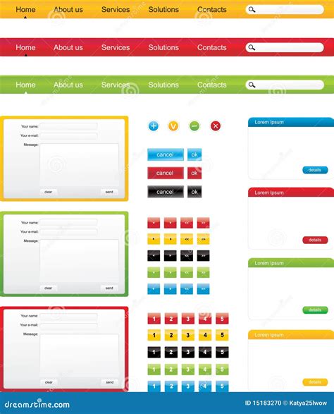 Elementos Del Interfaz Del Web Ilustración Del Vector Ilustración De Forma Coloreado 15183270