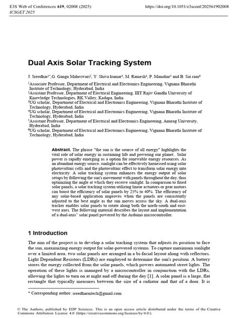 Dual Axis Solar Tracking System Pdf Photovoltaic System Liquid Crystal Display