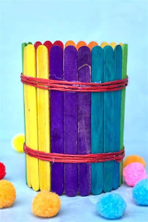 Rainbow Popsicle Stick Pencil Holder Diy Made With Happy