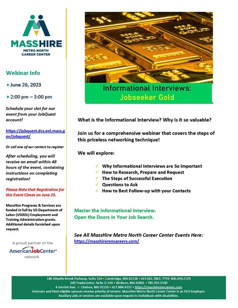 Informational Interview Jobseeker Masshire Metro North Career Center