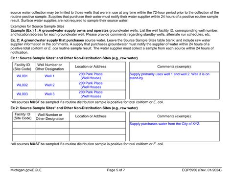 Form Eqp5950 Download Fillable Pdf Or Fill Online Sampling Plan Bacteriological Michigan