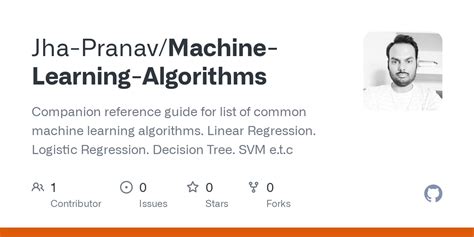 Github Jha Pranavmachine Learning Algorithms Companion Reference