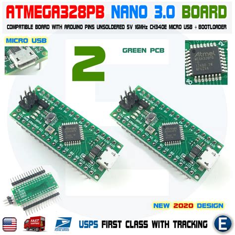 2pcs Nano V3 0 Compatible Board Atmega328p For Arduino Micro Usb Atmeg