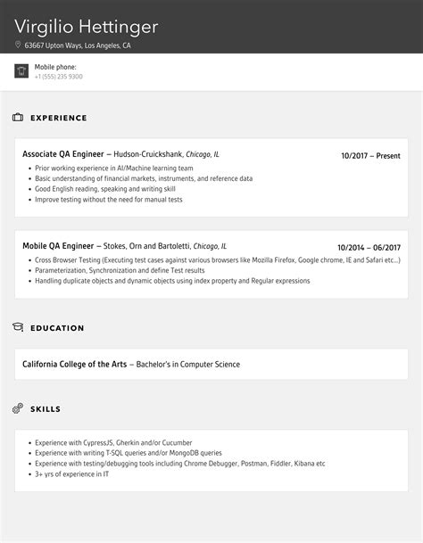 QA Engineer Resume Samples Velvet Jobs