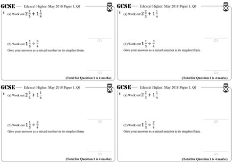 Arithmetic With Mixed Numbers Foundation And Higher Gcse Questions Teaching Resources