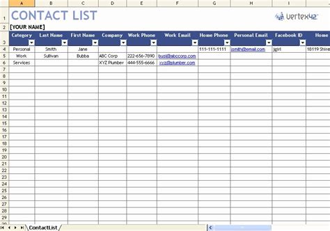 Excel Directory Template