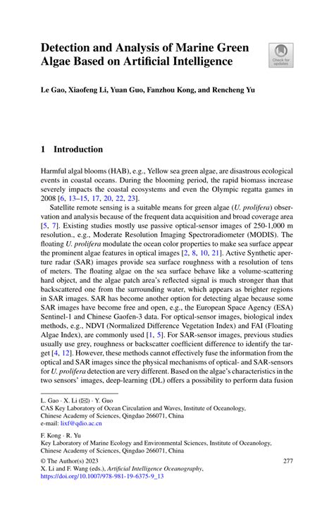 Pdf Detection And Analysis Of Marine Green Algae Based On Artificial Intelligence
