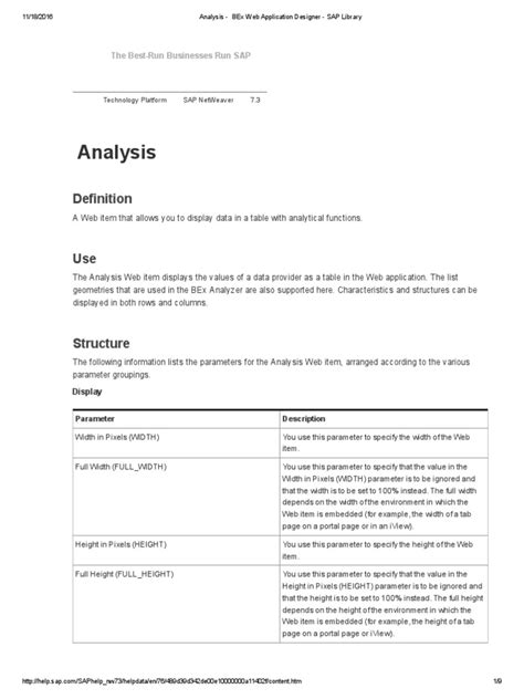 analysis bex web application designer sap library pdf parameter