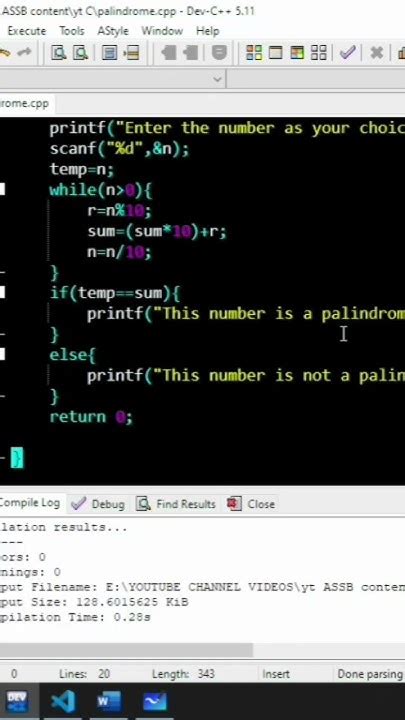 Palindrome Number Cheking With C Programming Coding Programming
