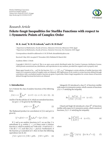 Pdf Fekete Szegö Inequalities For Starlike Functions With Respect To