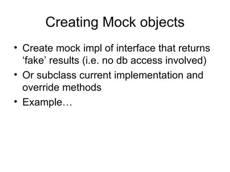 Testing With Mock Objects Ppt