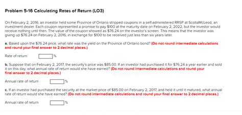 solved problem 5 16 calculating rates of return lo3 on
