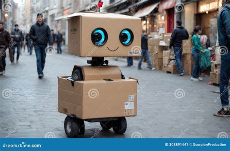Robotic Delivery Bot On City Walk Stock Image Image Of Seamless Automated 308891441