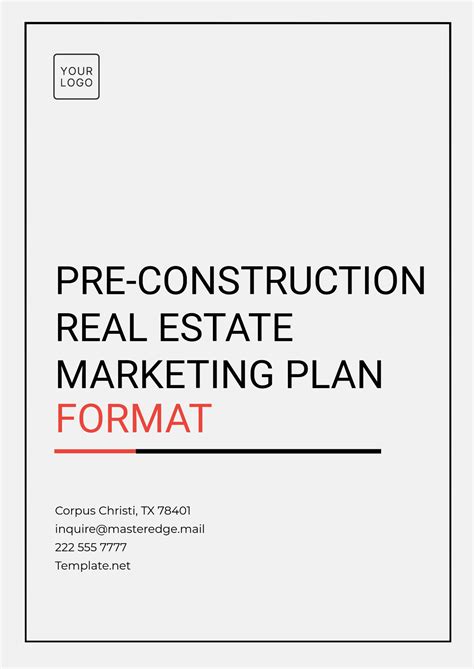 Free Pre Construction Real Estate Marketing Plan Format Template To