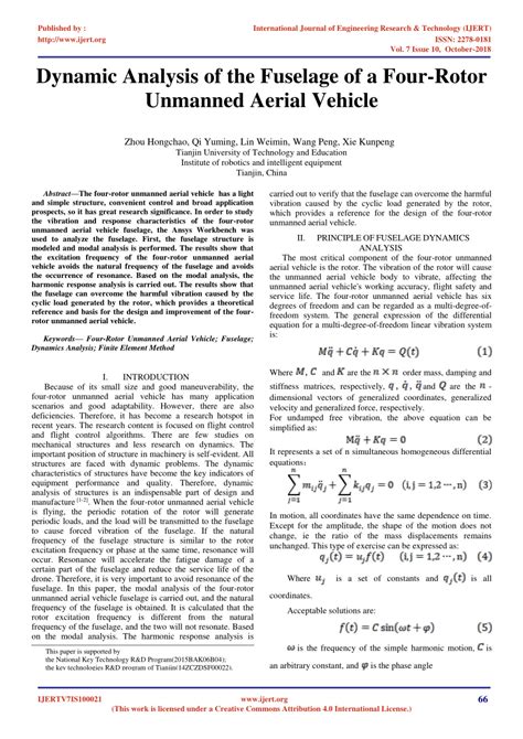 pdf dynamic analysis of the fuselage of a four rotor unmanned aerial