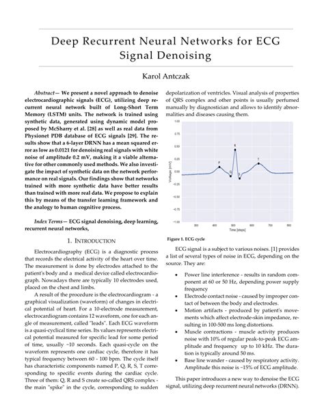 Pdf Deep Recurrent Neural Networks For Ecg Signal Denoising