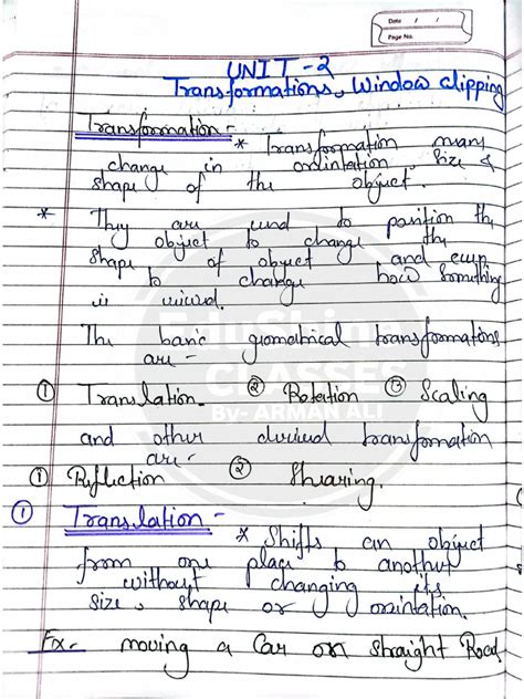 Computer Graphics Unit 2 One Shot Notes Pdf