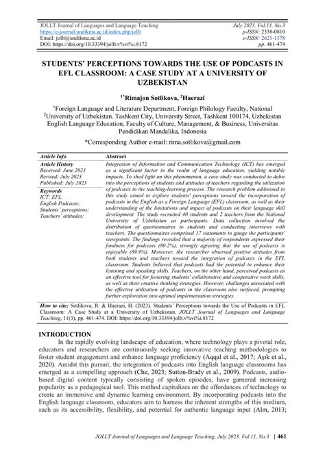 (PDF) Students’ Perceptions Towards the Use of Podcasts in EFL ...