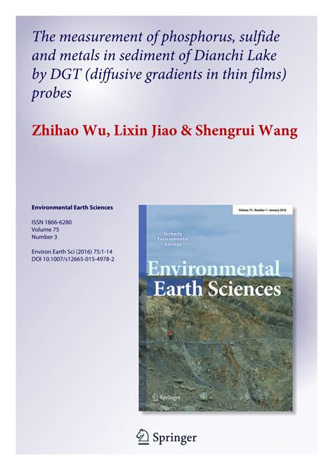 (PDF) The measurement of phosphorus, sulfide and metals in sediment of Dianchi Lake by DGT ...