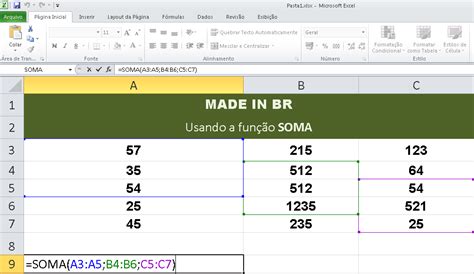 Made In Br Usando A Função Soma No Excel 2010 Vídeo Aula