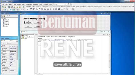 Membuat Message Dialog Dengan Delphi 7 Youtube