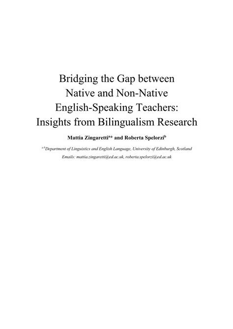 Pdf Bridging The Gap Between Native And Non Native English Dokumentips