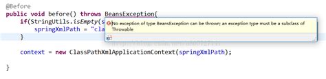 No Exception Of Type Beansexception Can Be Thrown An Exception Type