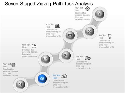 Zj Seven Staged Zigzag Path Task Analysis Powerpoint Template PowerPoint Slide Clipart
