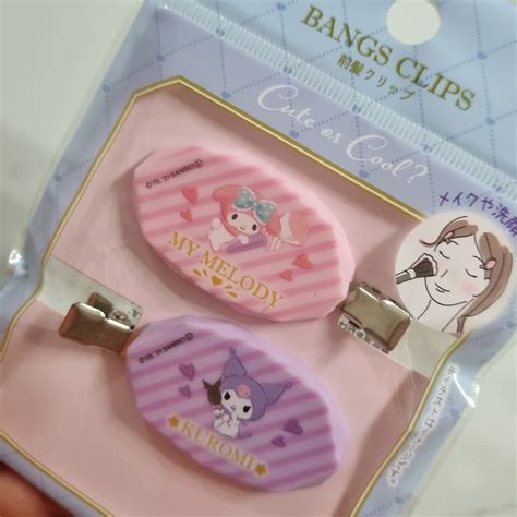 정품스티커증정 산리오헤어핀 2p세트 머리핀 마이멜로디 쿠로미 에이블리