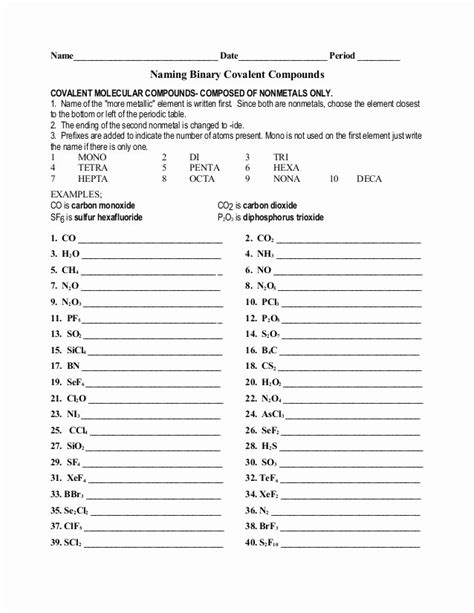 50 Naming Ionic Compounds Worksheet Answers