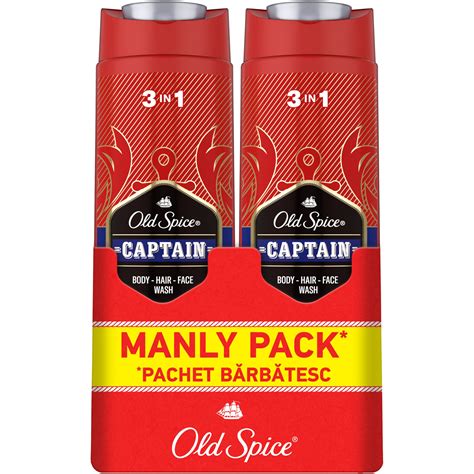 Set 2 x Gel de dus si sampon 3-in-1 Old Spice Captain pentru corp, par ...