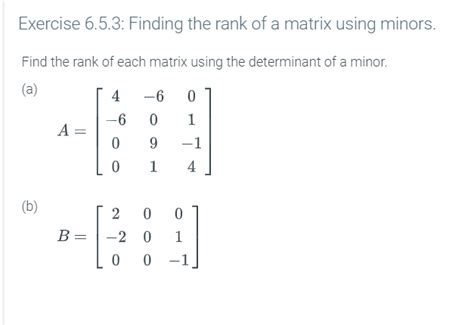 Solved Exercise 653 Finding The Rank Of A Matrix Using