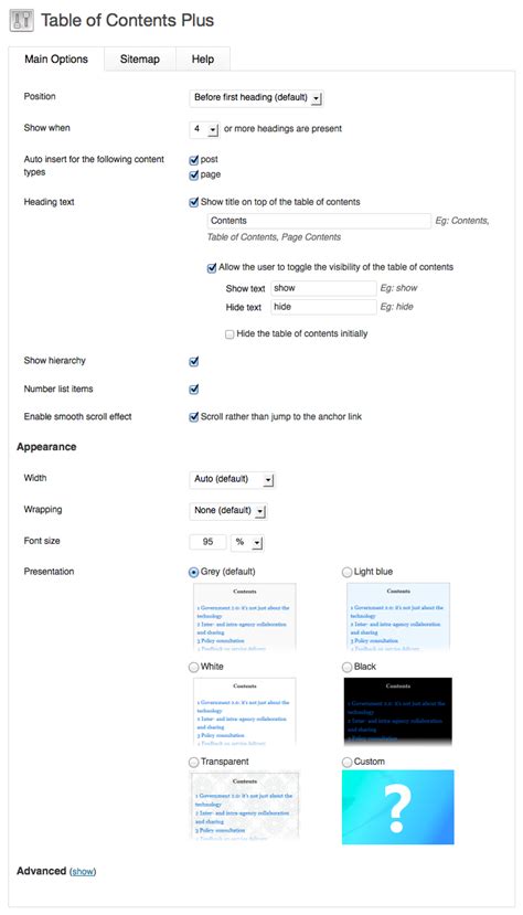 table of contents plus wordpress plugin