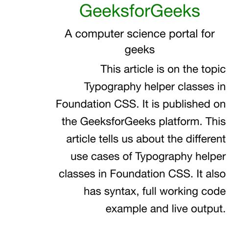 Foundation Css Typography Helpers Sass Reference Geeksforgeeks