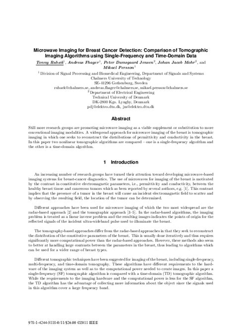Pdf Microwave Imaging For Breast Cancer Detection Comparison Of
