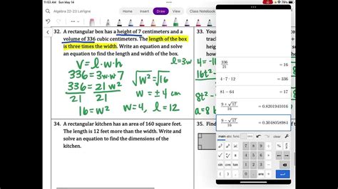 Topic 9 Review Part 7 Quadratic Application Problems Youtube