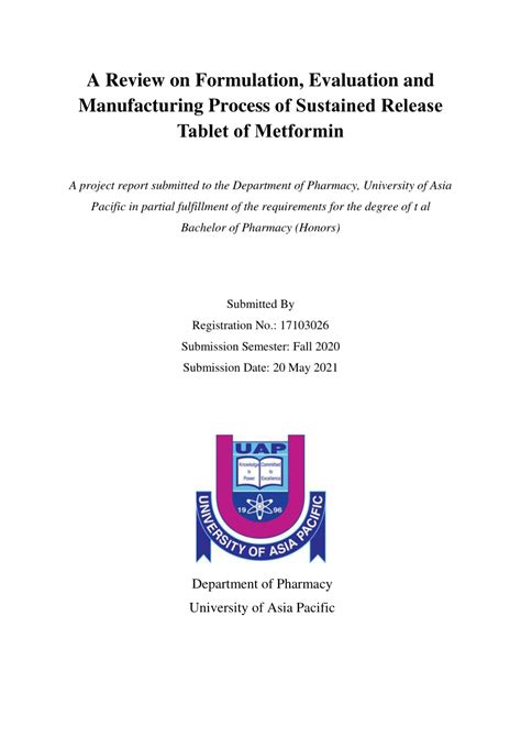 Pdf A Review On Formulation Evaluation And Manufacturing Process Of