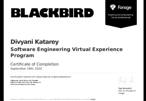 K Divyani On Linkedin Certificate Of Completion Software Engineering Virtual Experience Ace…