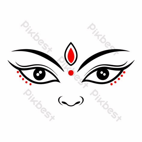 Majestic Devi Durga Eyes In Line Art Style Png Images Svg Free