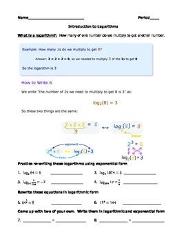 Introduction To Logarithms By Ms Mano Teachers Pay Teachers