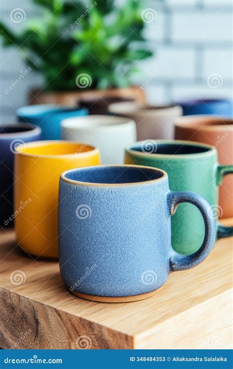 Coffee Cup Collection Coffee Cups Array On A Vintage Wooden Counter