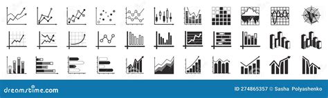Growing Bar Graph Icon Set Business Graphs And Charts Icons Stock Illustration Illustration