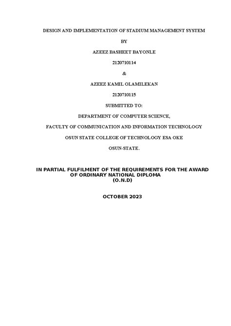 Design And Implementation Of Stadium Management System Design And Implementation Of Stadium