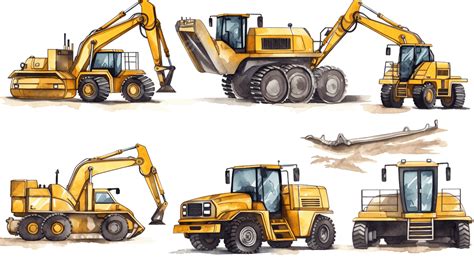 네 가지 건설 기계가 수채화로 표시됩니다 건설 장비 이름 및 사진 Pdf 문서 파일 배경 일러스트 및 사진 무료 다운로드 Pngtree