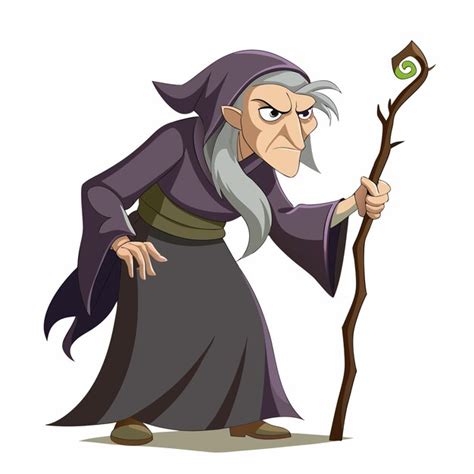 Wicked Old Witch Character Cartoon Style On White Background Premium
