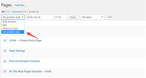 bulk edit publish date for posts and pages wp missing