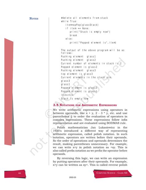 ncert book for class 12 computer science chapter 3 stack