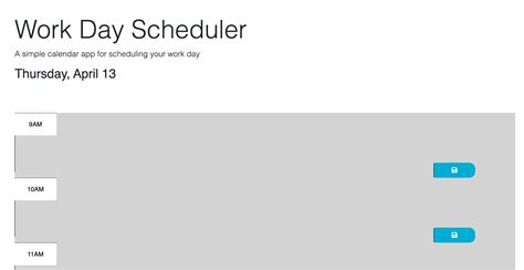 Github Kali20987workday Schedule This Is A Work Day Scheduler That Allows A User To Save Github Kali20987workday Schedule This Is A Work Day Scheduler That Allows A User To Save
