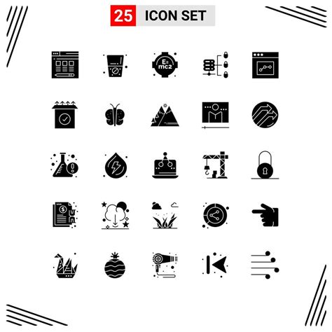 Group of 25 Solid Glyphs Signs and Symbols for ready user study interface analytics Editable ...