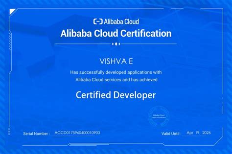 Vishva E On Linkedin Alibabacloud Cloudcomputing Certification Techskills
